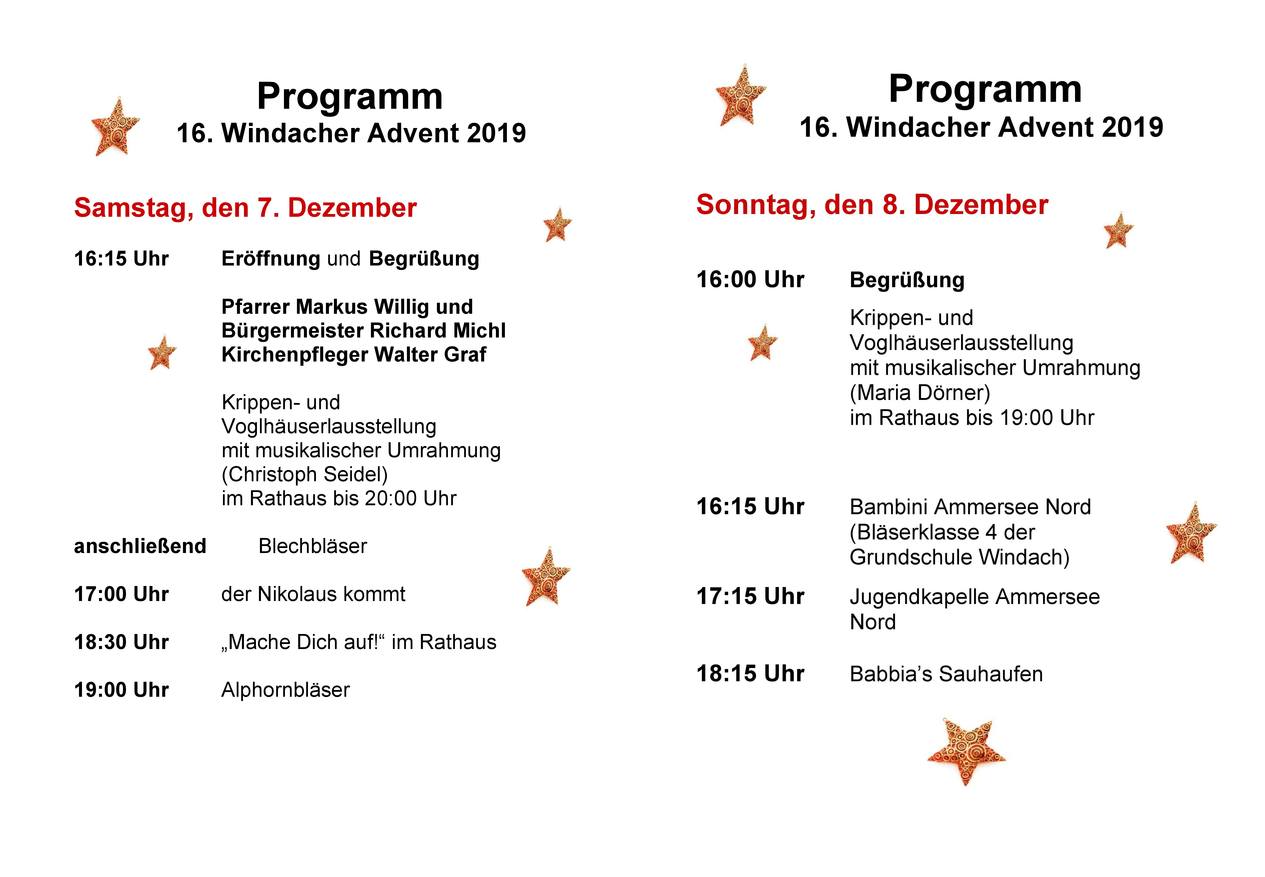 Tagesprogramm 2019 – Windacher Advent